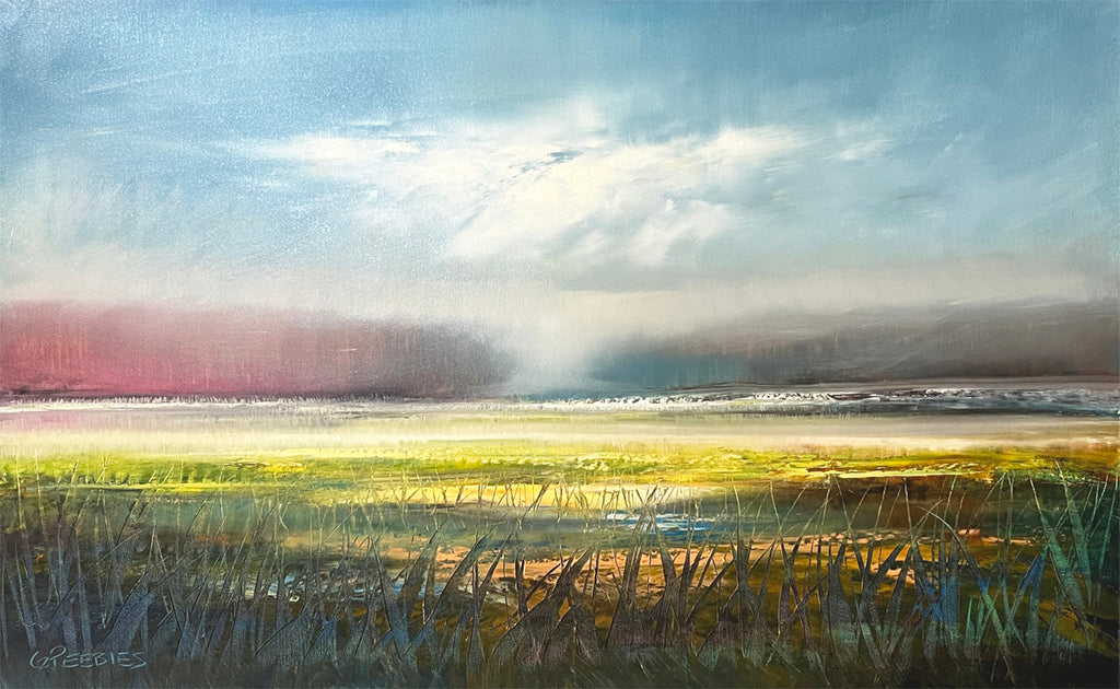 Large abstract field landscape oil painting – Lake Effect Gallery