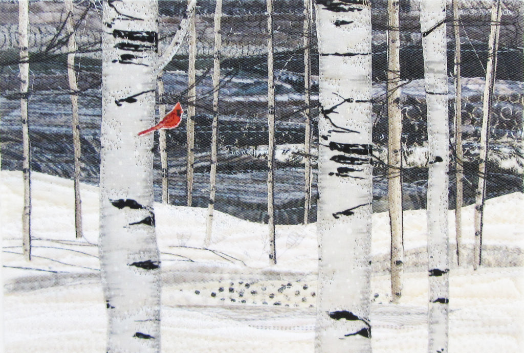 Red Cardinal quilt art – Lake Effect Gallery